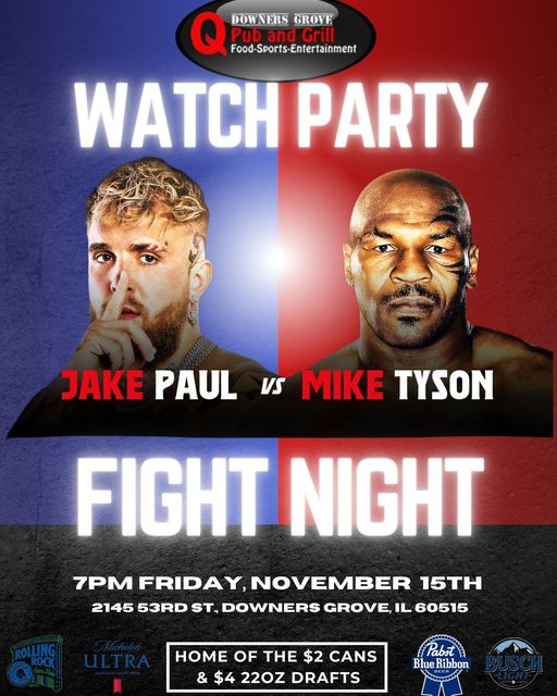 Jake Paul vs. Mike Tyson Watch Party – Q Pub and Grill | Downers Grove